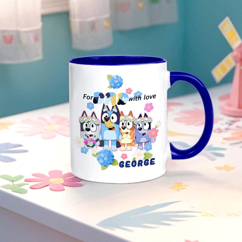 Custom Funny Bluey Mug,personalized Name Mug,bluey Family Mug,bluey and ...