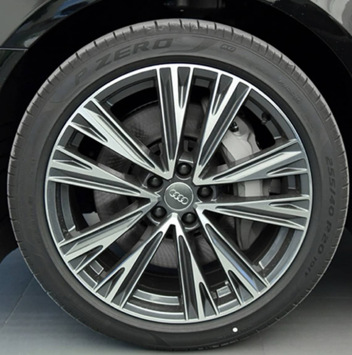 4PC Set Audi 69mm Chrome Black Gray Wheel Rim Center Hub Caps Emblem ...