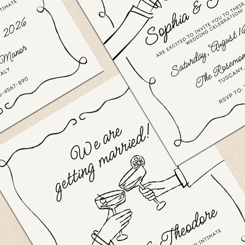 Editable Intimate Wedding Invitation Template, Whimsical Save the Date ...