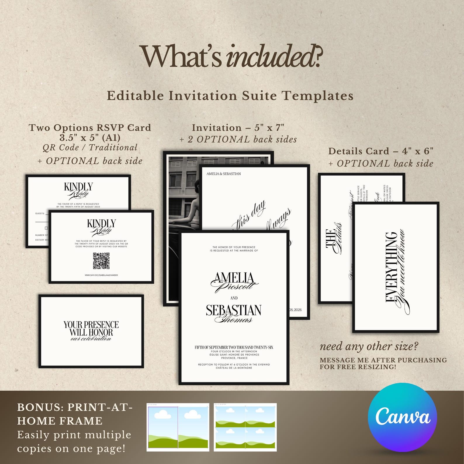 Timeless Wedding Invitation Suite Template, Elegant Old Money ...