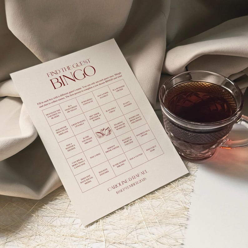 Find the Guest Bingo, Printable Icebreaker Table Games for Guests, Fun ...