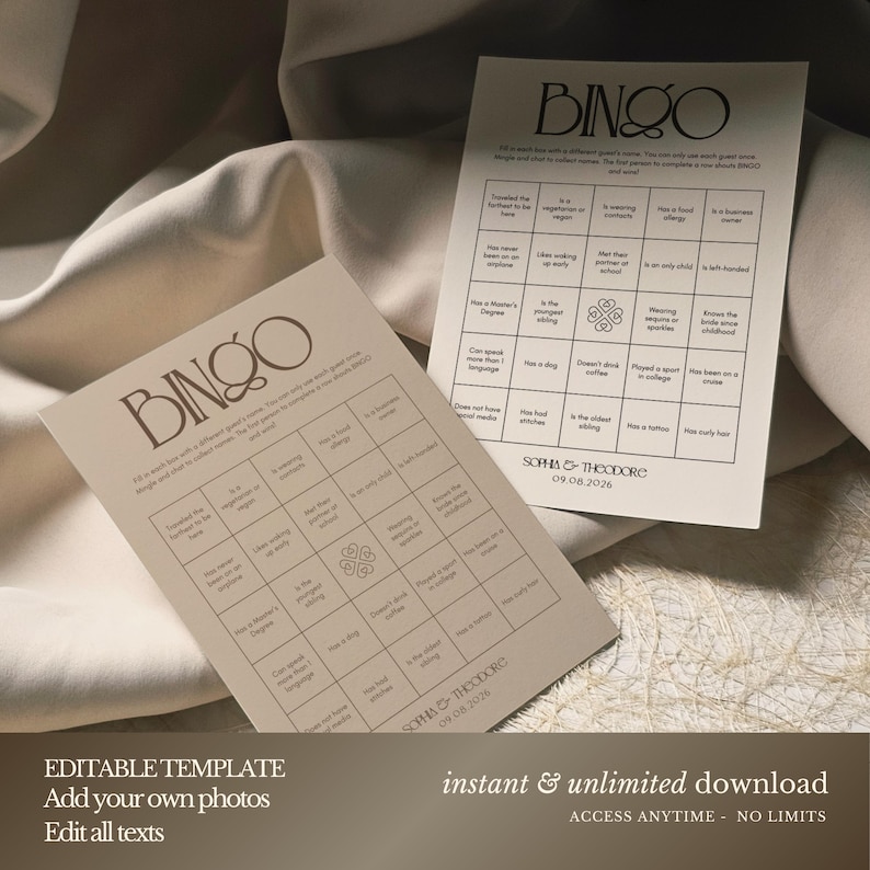 Custom Find the Guest Bingo, Fun Wedding Reception Activity, Printable ...