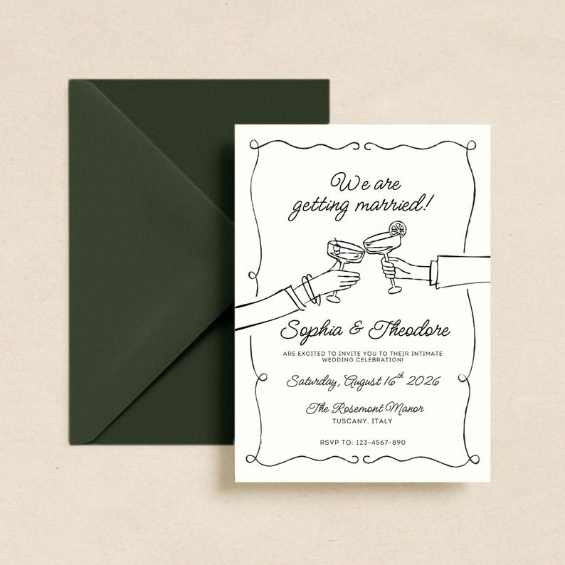 Editable Intimate Wedding Invitation Template, Whimsical Save the Date ...