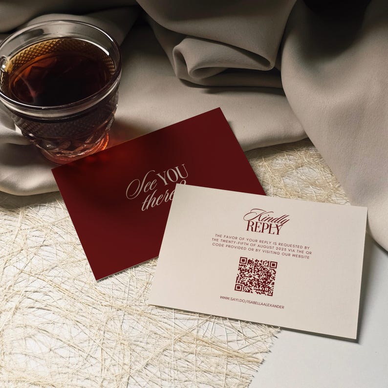 Luxury Old Money Wedding Invitation Suite Template, Elegant Red and ...
