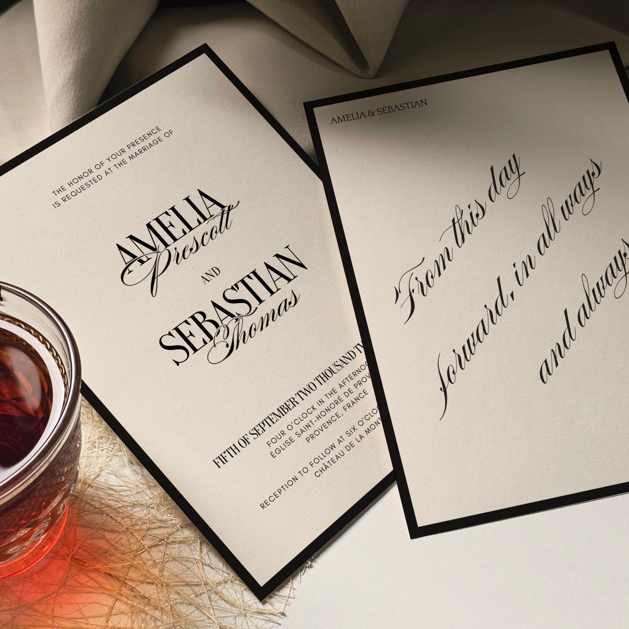Classic Old Money Wedding Invitation Suite Template, Timeless Elegant ...