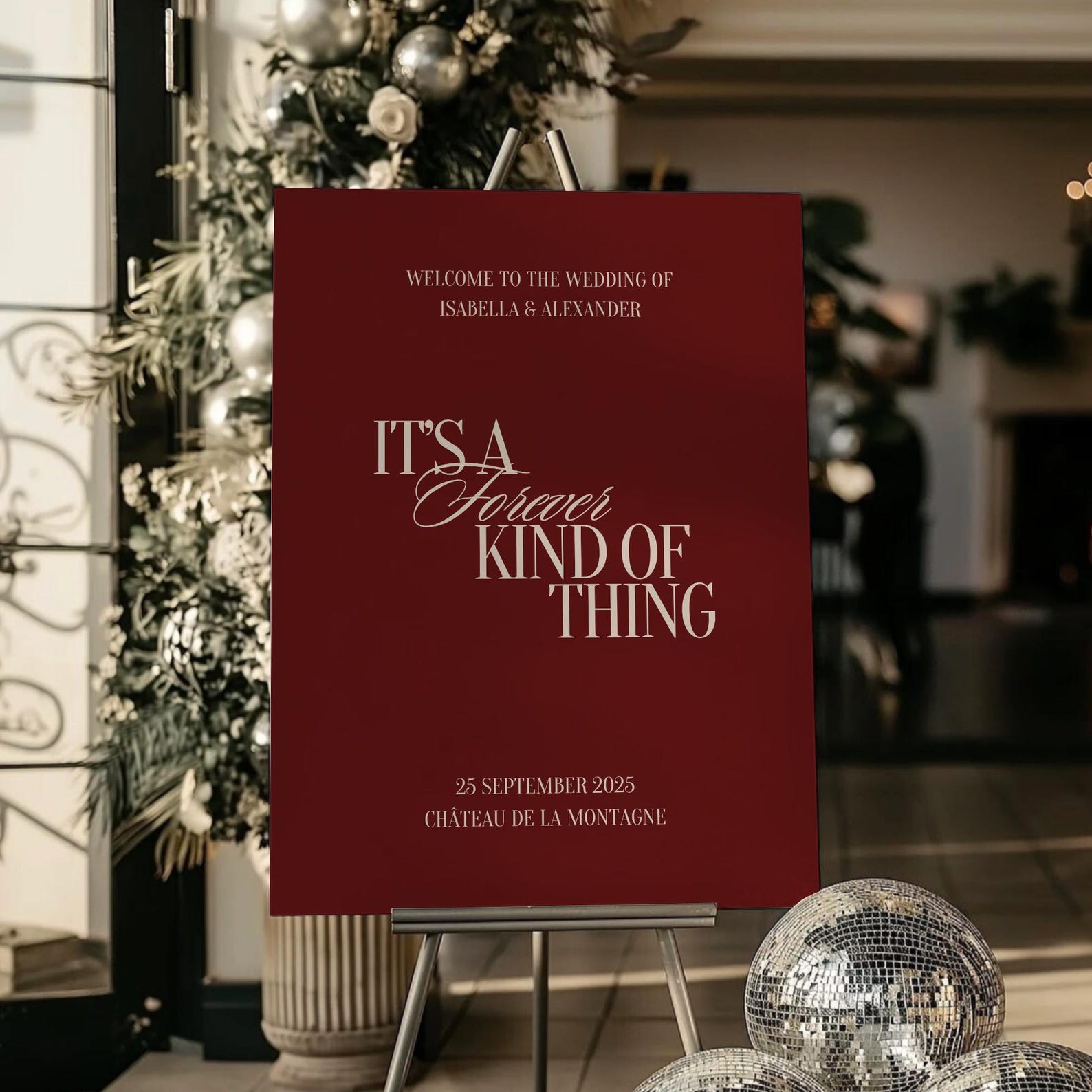Luxury Old Money Wedding Welcome Sign, Elegant Red and Cream Welcome ...