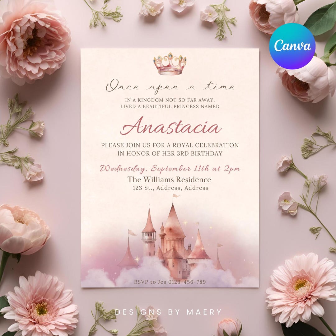 Princess Invitation, Princess Birthday Invitation, Magical Princess ...