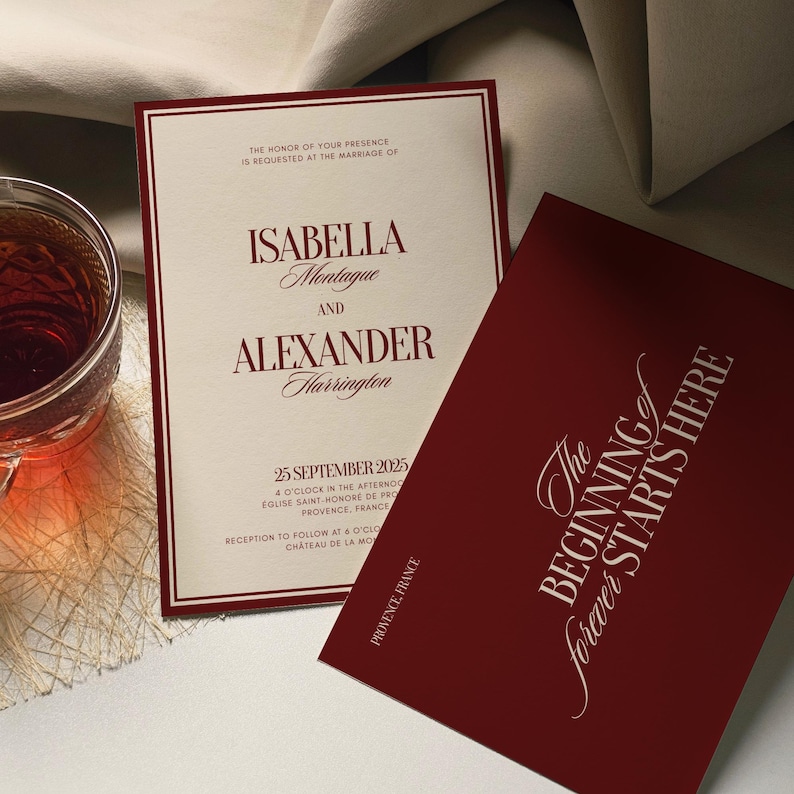 Luxury Old Money Wedding Invitation Suite Template, Elegant Red and ...