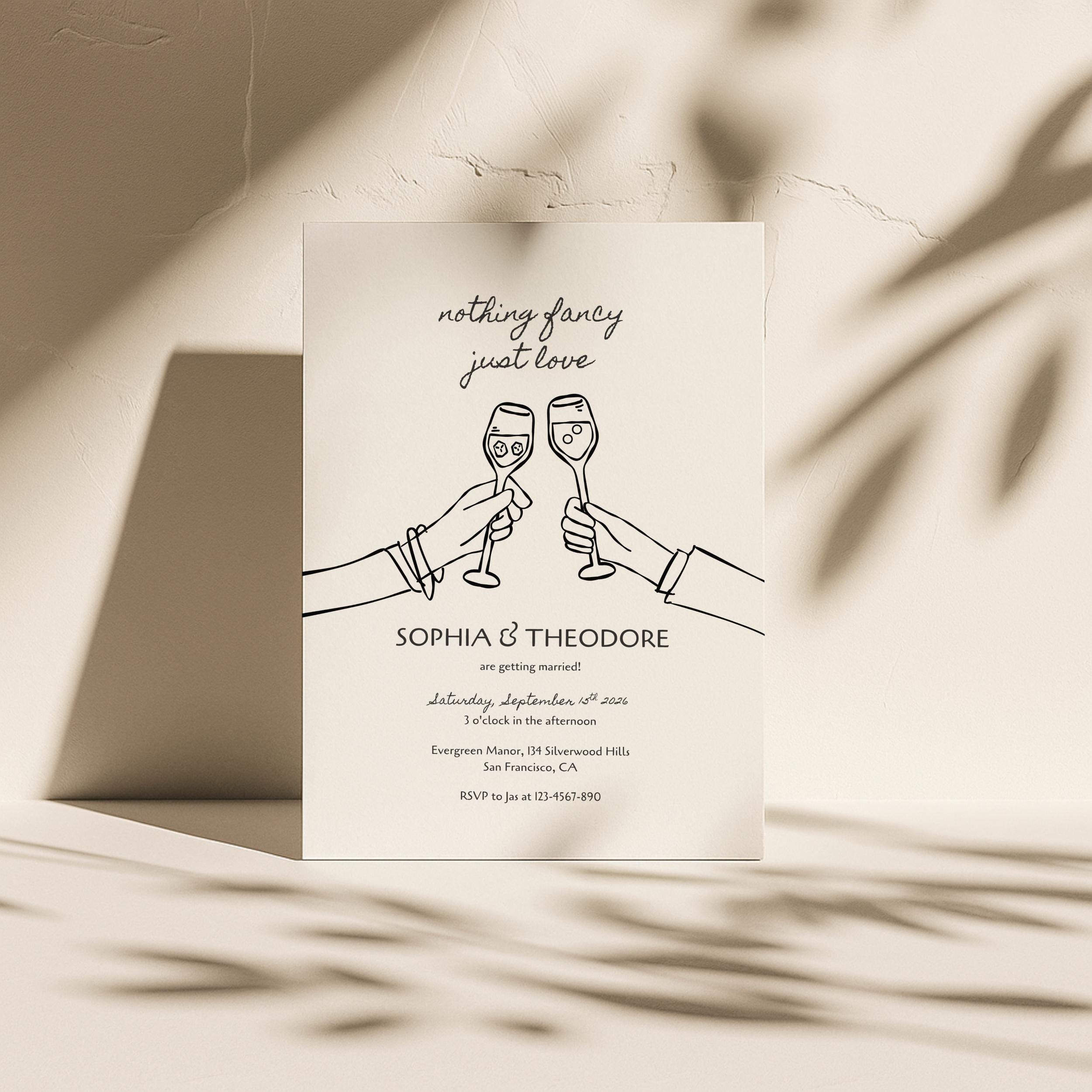 Whimsical Wedding Invitation Template | Editable Romantic Wedding ...