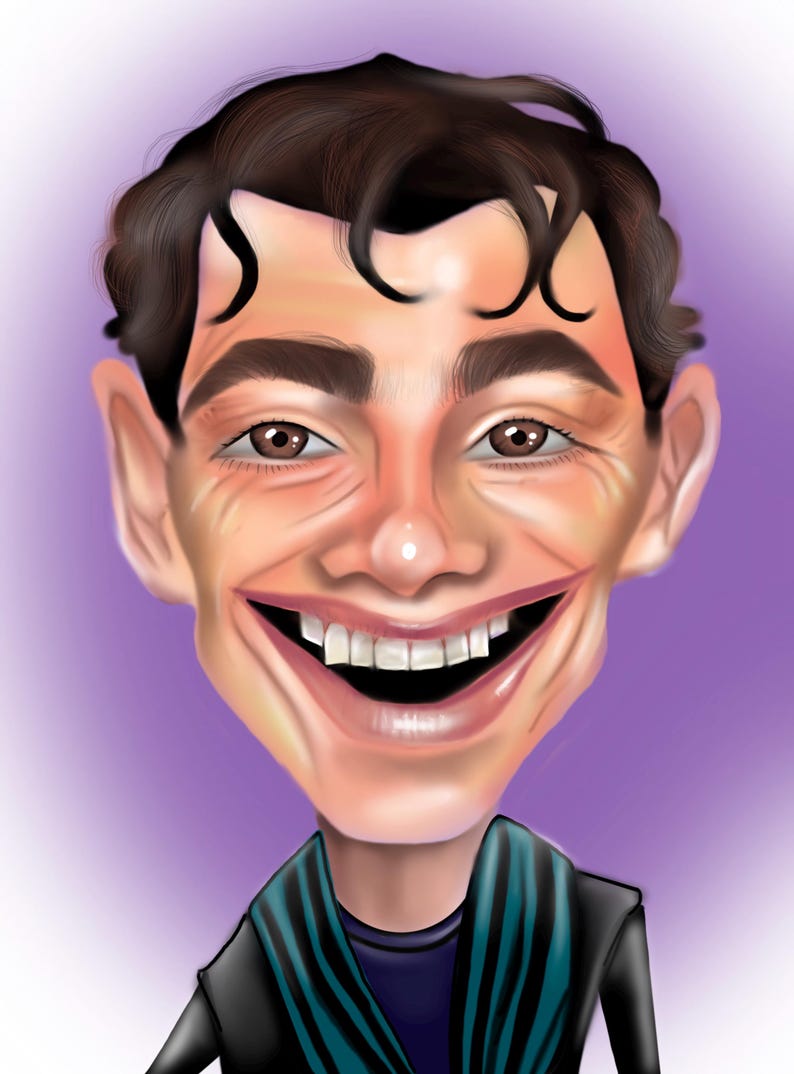 Personalised Caricature Portrait A3 Physical Print Custom Hand-drawn ...