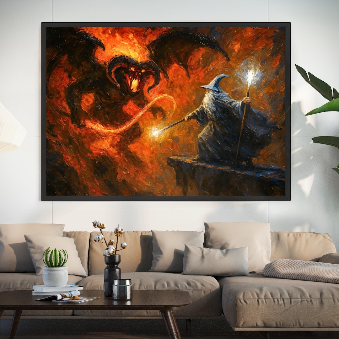 Gandalf Vs Balrog Oil Painting | Lord of the Rings Canvas Art - Etsy