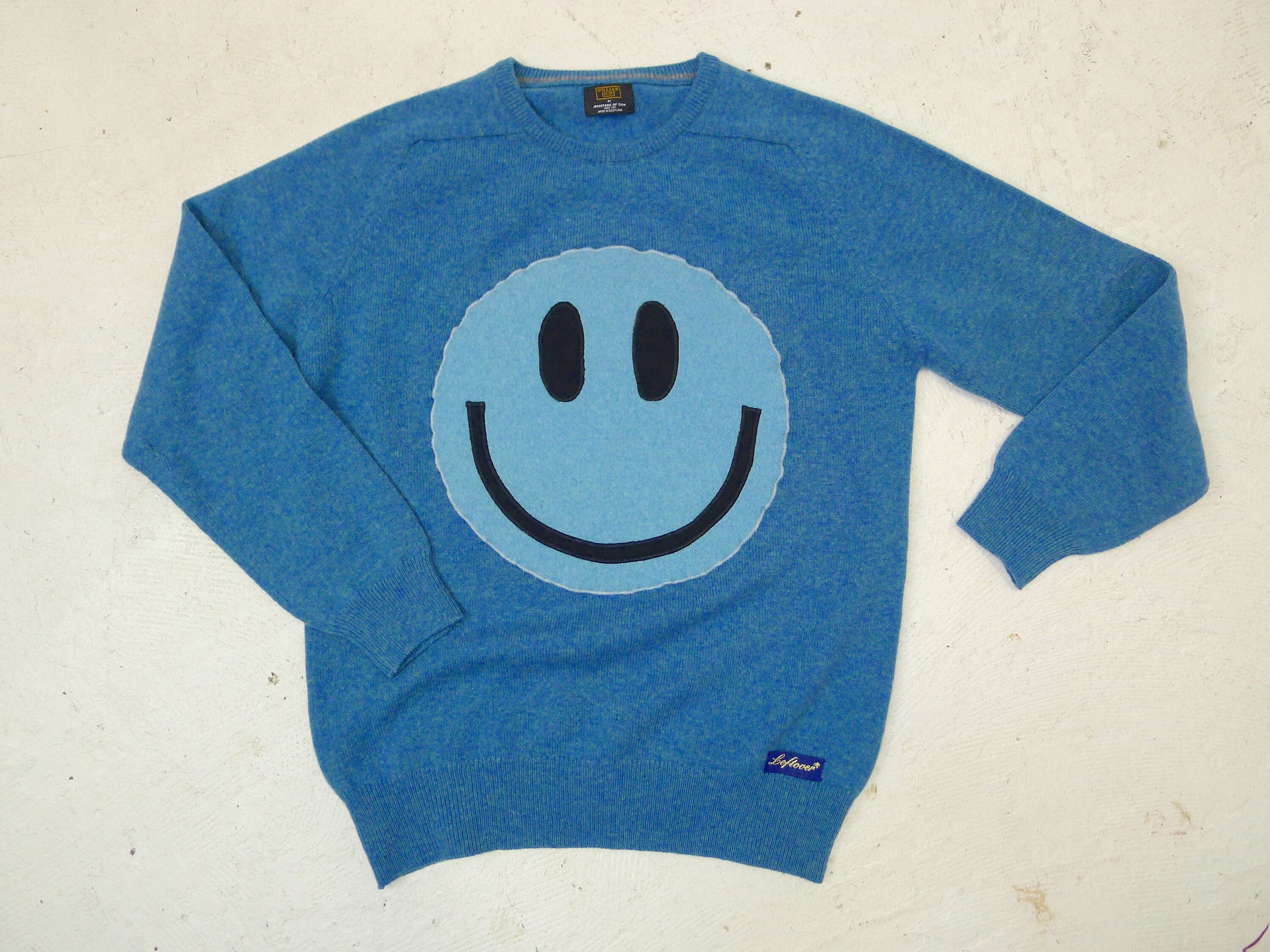 Upcycled Eco Sustainable Acid Smiley Jumper Recycled Wool Sweater Mens ...
