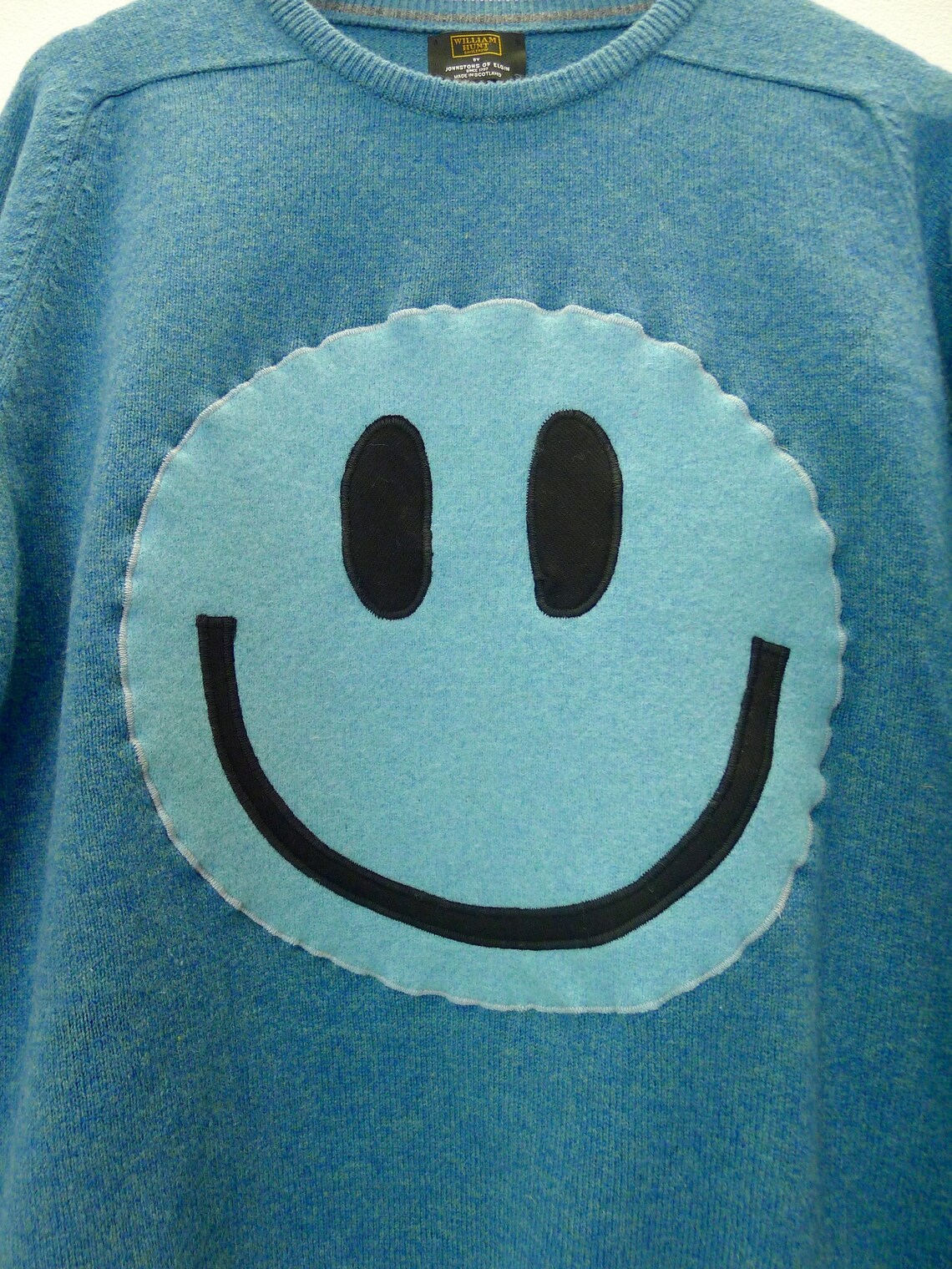 Upcycled Eco Sustainable Acid Smiley Jumper Recycled Wool Sweater Mens ...