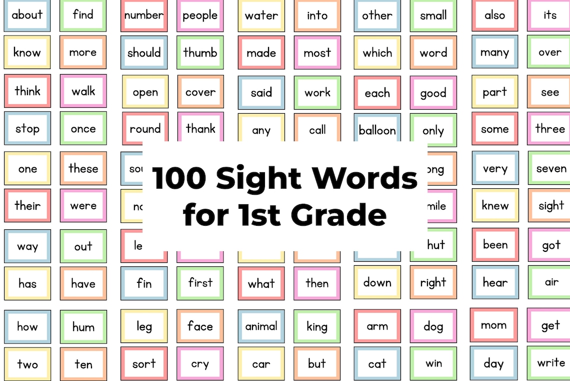 100 1st Grade Sight Word Flashcards | First Grade Learn to Read ...