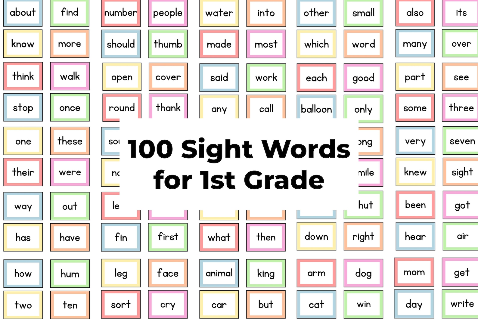 100 1st Grade Sight Word Flashcards | First Grade Learn to Read ...