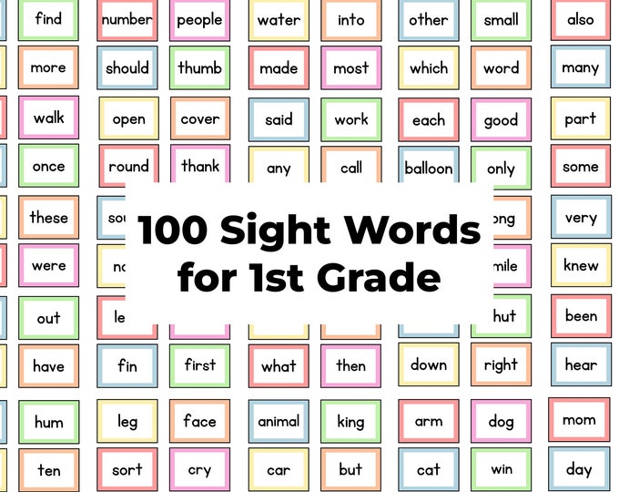 100 1st Grade Sight Word Flashcards | First Grade Learn to Read ...