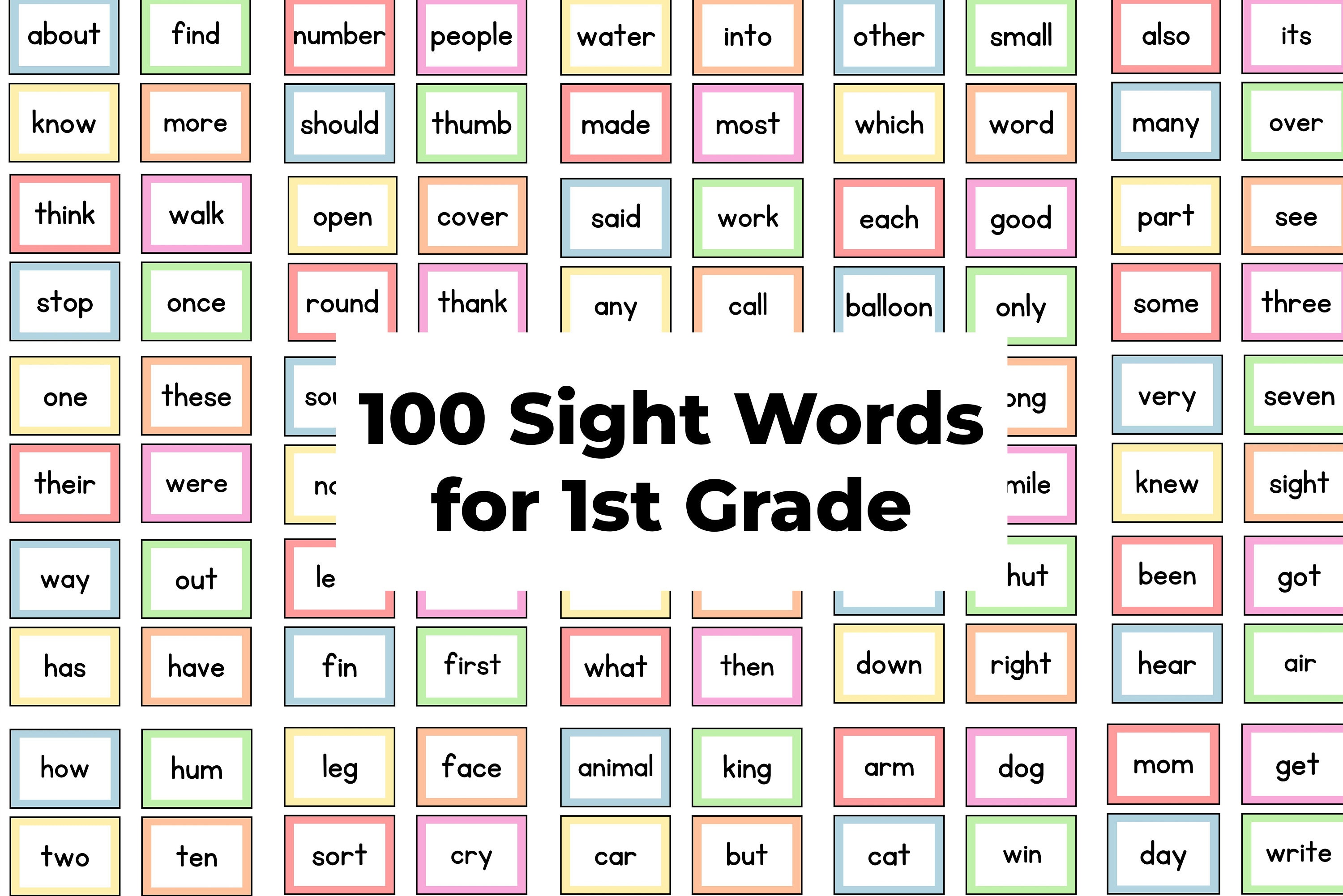 100 1st Grade Sight Word Flashcards | First Grade Learn to Read ...