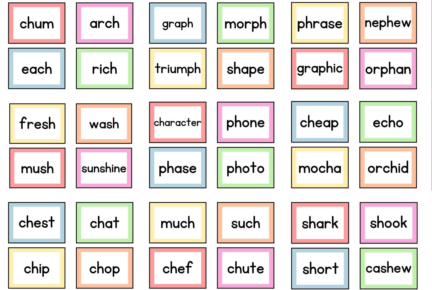 Digraph Sight Words for Grades K-6 | Speech Therapy Flashcards ...