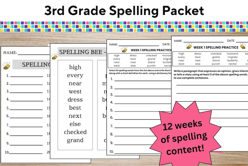 3rd Grade Spelling Worksheets and Flashcards | 3rd Grade Spelling ...