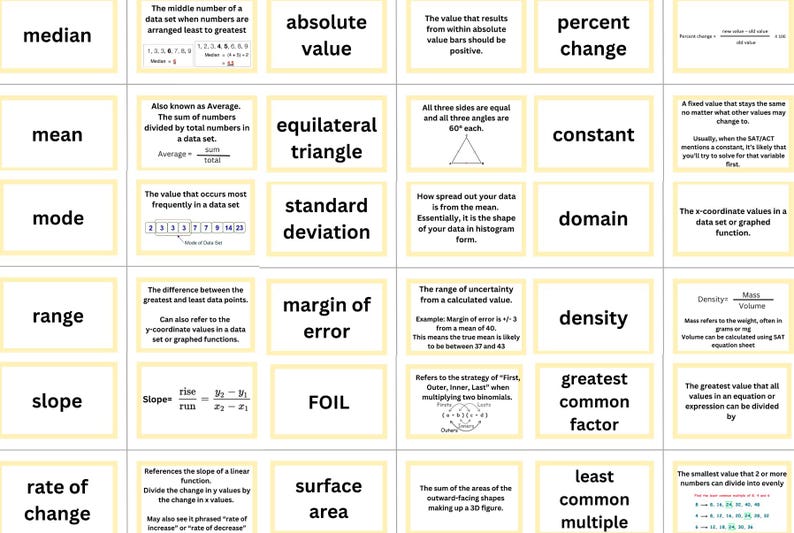 80+ SAT/ACT Math Vocab Flashcards | Improve Math Understanding Teens ...