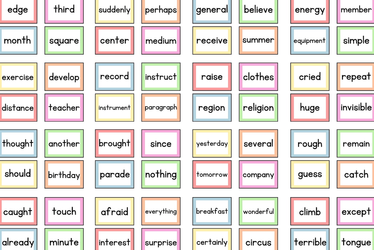 150+ 4th Grade Sight Word Flashcards | Fourth Grade Vocab | Reading ...