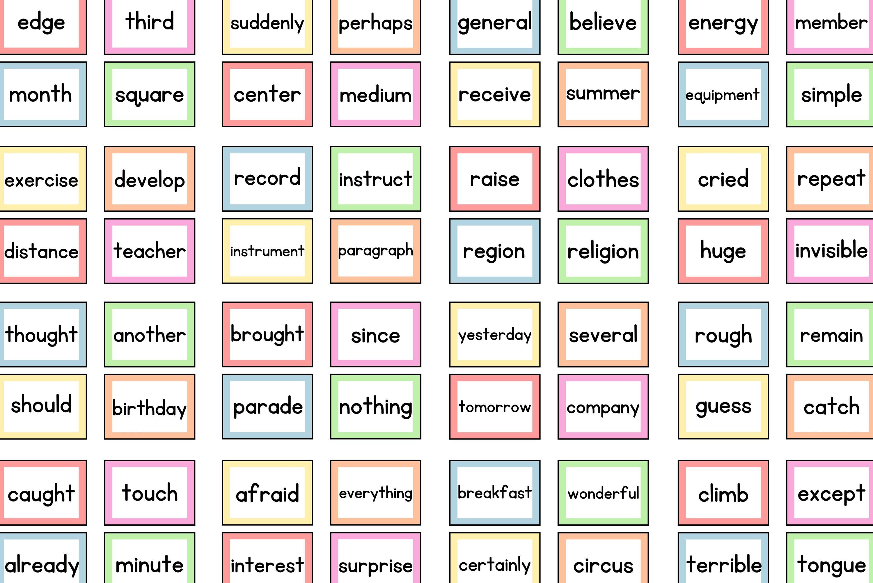 150+ 4th Grade Sight Word Flashcards | Fourth Grade Vocab | Reading ...