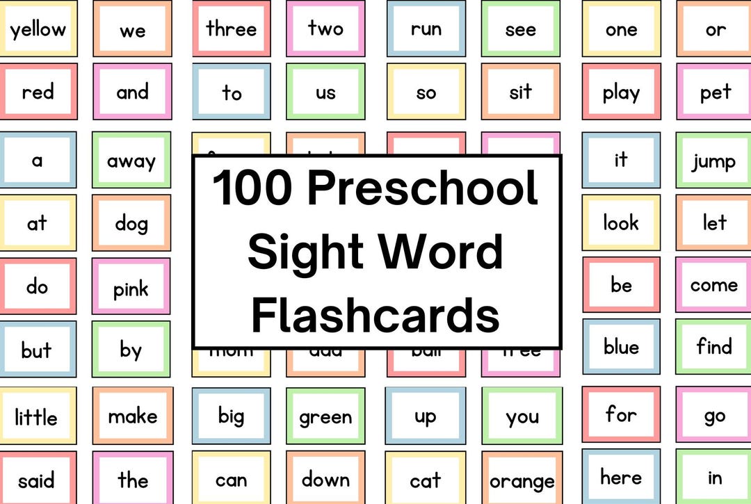 100 Pre-k Sight Word Flashcards | Preschooler Vocab | Reading Level Pre ...