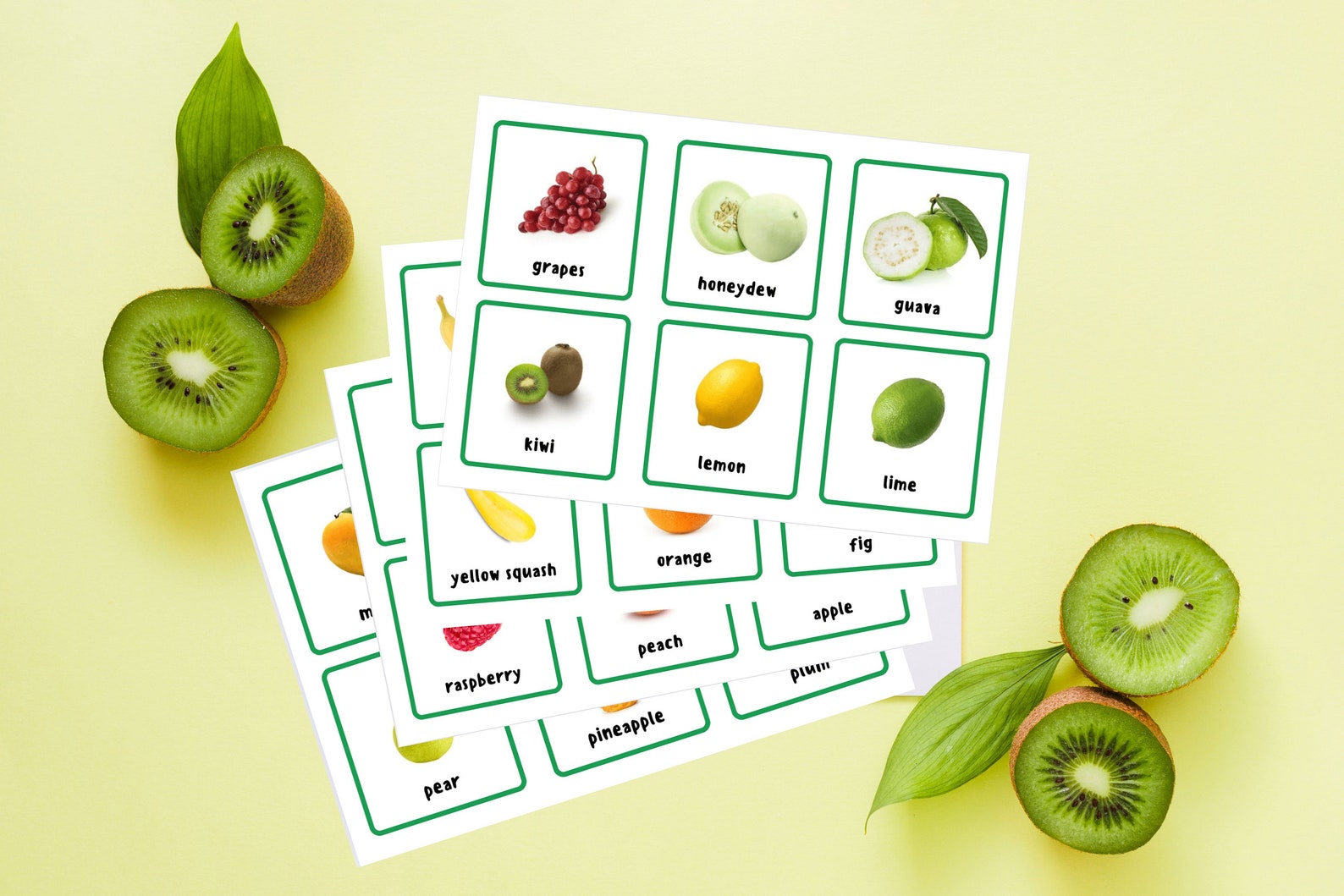 Fruits and Veggies Sight Word Flashcards Pre-k, Kindergarten Summer ...