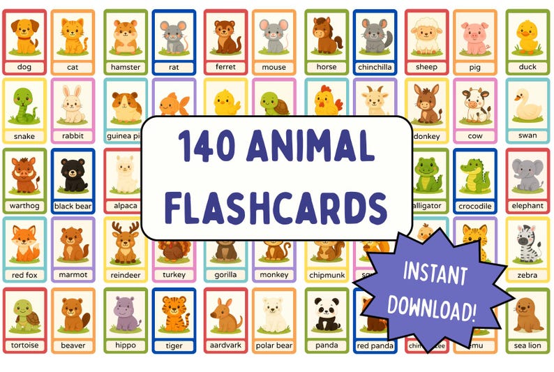 Animal Sight Word Flashcards: Colorful Learning for Kids Ages 2-7 (PDF ...