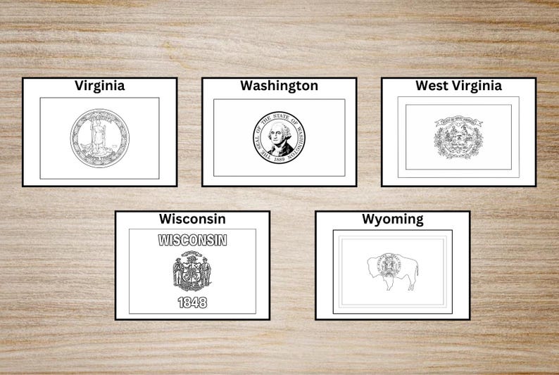 US State Flags Coloring Pages | 50 Instantly Printable Sheets (PDF ...