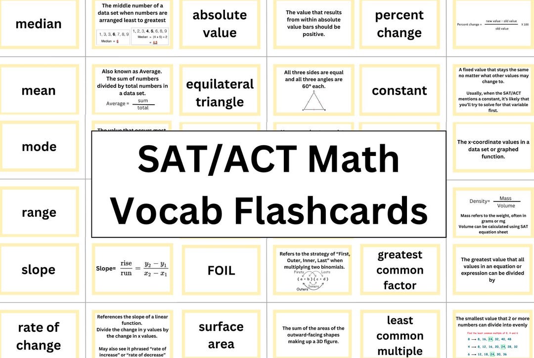 80+ SAT/ACT Math Vocab Flashcards | Improve Math Understanding Teens ...