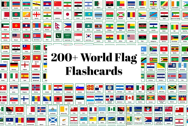 200+ World Flag Flashcards | International Country Flags | Learn Flags ...