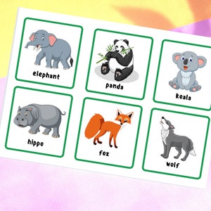 Zoo Animal Flashcards: Learning Cards for Kids (digital Download) - Etsy