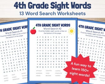 4th Grade Sight Words Word Search Worksheets | Fun Spelling Word ...
