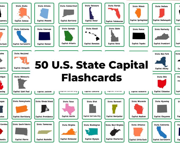 50 US State Capital Flashcards | Learn the Capitals of the United ...