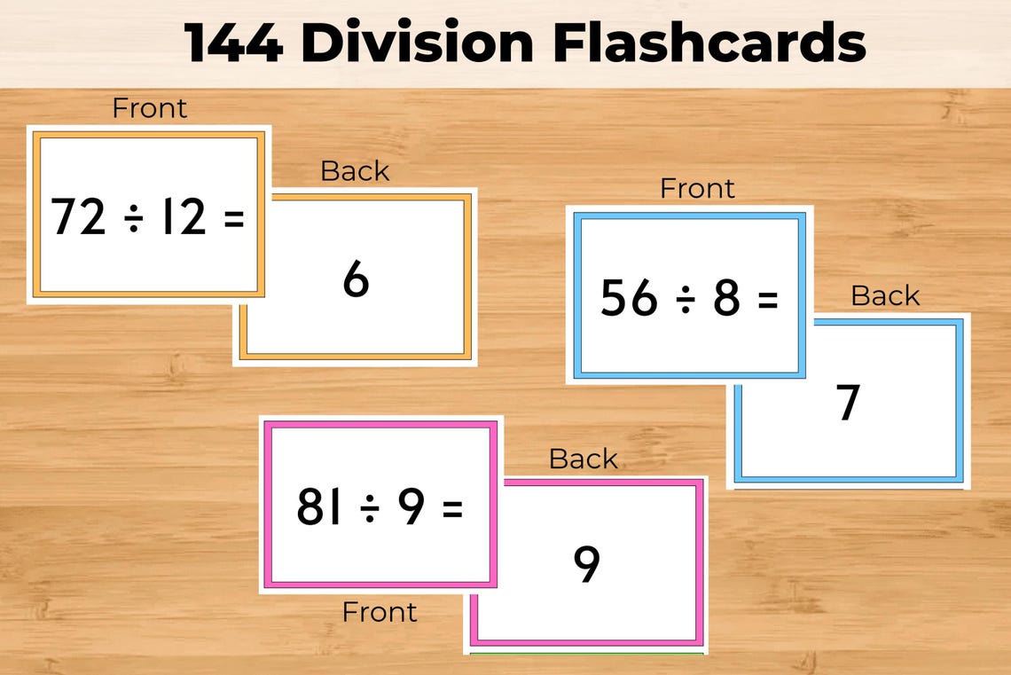 140+ Division Flashcards | 2nd, 3rd, and 4th Grade Division | Colorful ...
