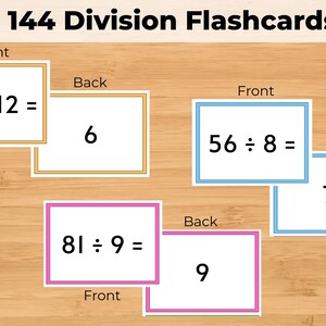 140+ Division Flashcards | 2nd, 3rd, and 4th Grade Division | Colorful ...
