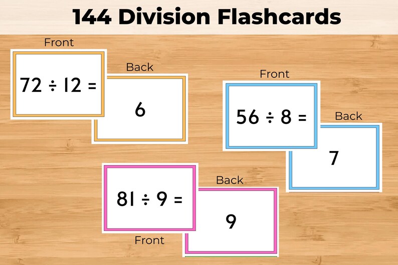 140+ Division Flashcards | 2nd, 3rd, and 4th Grade Division | Colorful ...