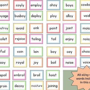 Oi Oy Sight Word Flashcards | Speech Therapy Flashcards Grades K-4 ...