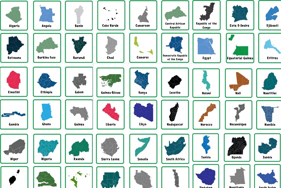 African Country Map Flashcards: Geography Learning (digital Download ...
