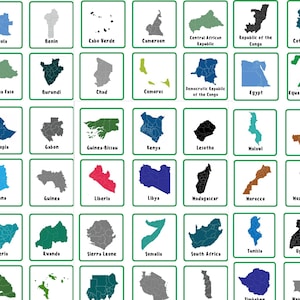 African Country Map Flashcards: Geography Learning (digital Download ...