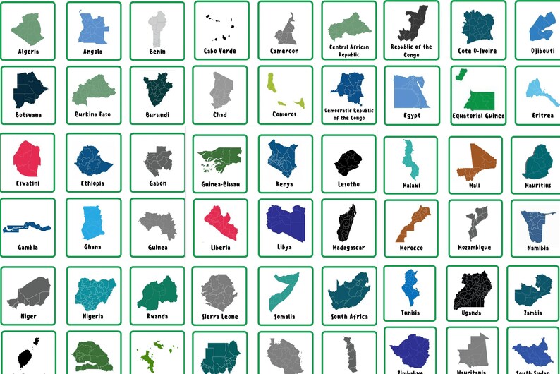 African Country Map Flashcards: Geography Learning (digital Download ...