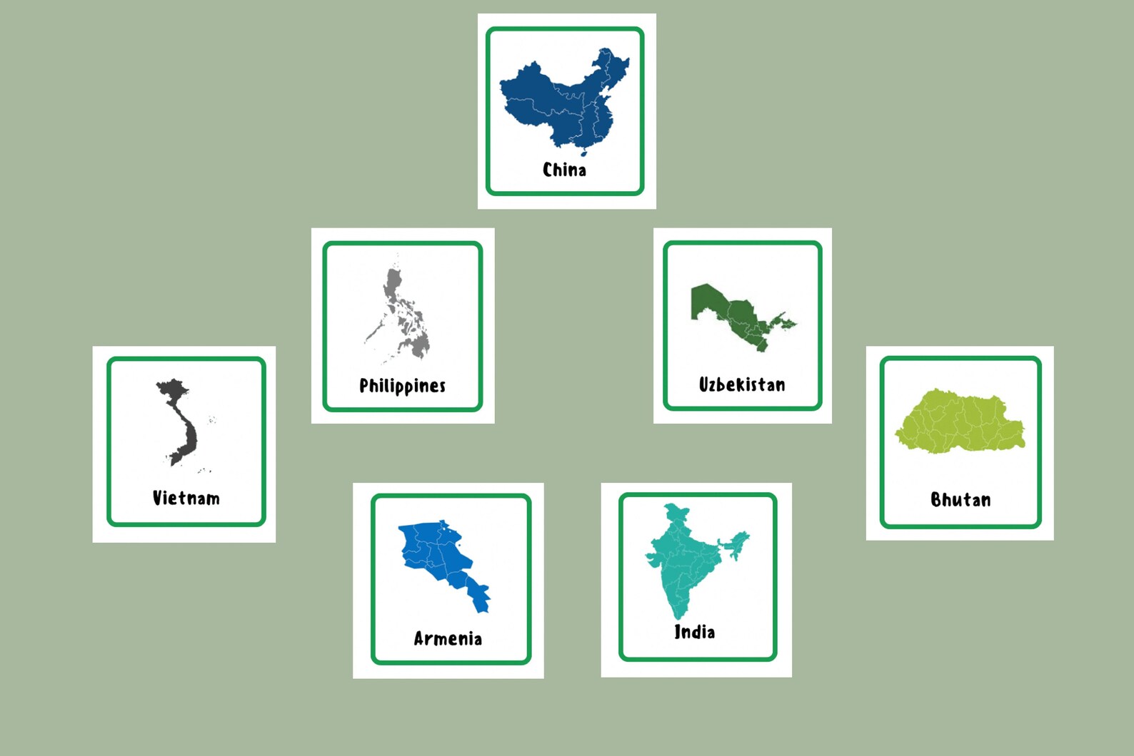 Asian Country Map Flashcards | Geography | Learn the Maps of Asia ...