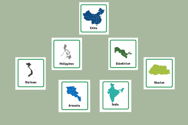 Asian Country Map Flashcards | Geography | Learn the Maps of Asia ...