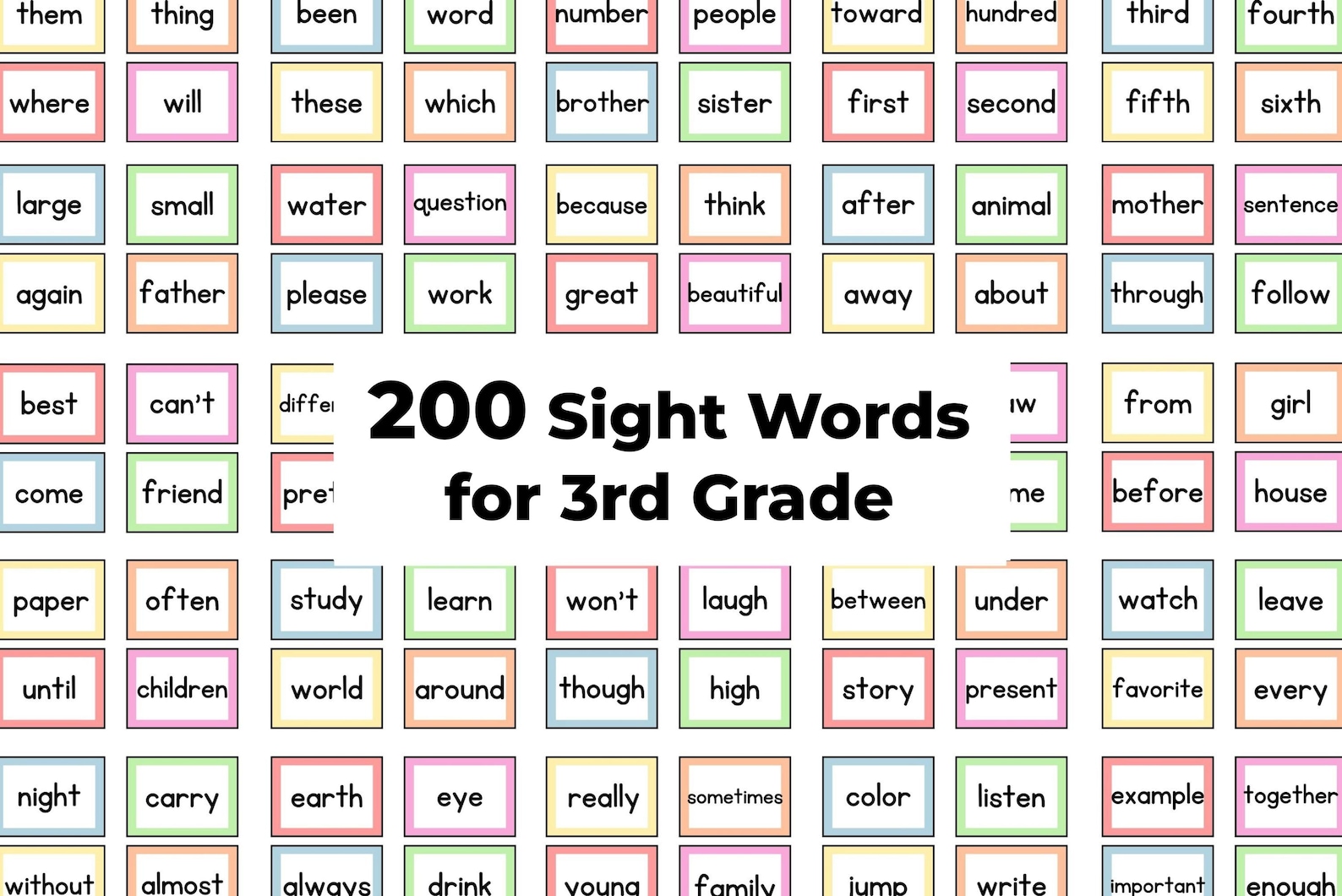 200 3rd Grade Sight Words Flashcards | Third Grade Vocabulary | 3rd ...
