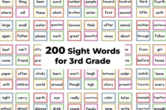 Third Grade Sight Words Worksheets