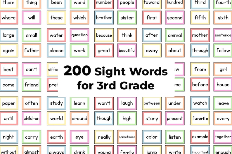 200 3rd Grade Sight Words Flashcards | Third Grade Vocabulary | 3rd ...