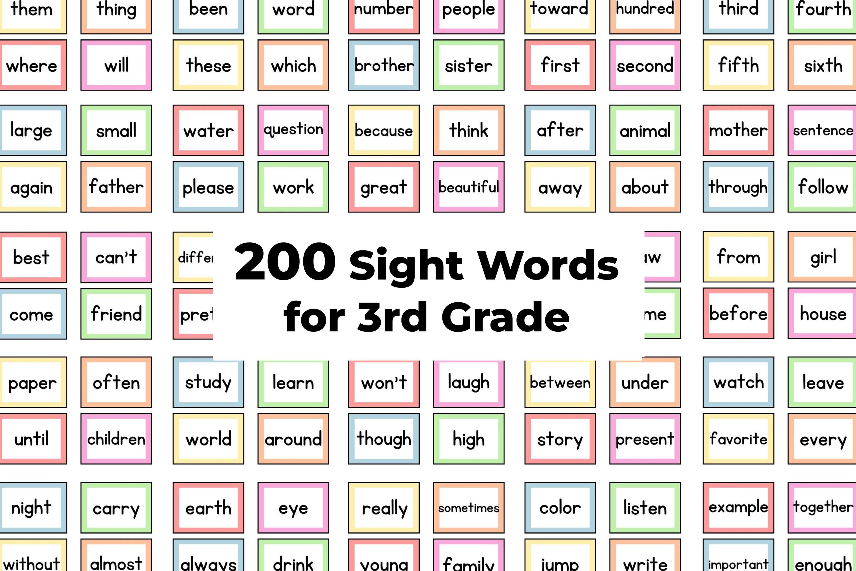 200 3rd Grade Sight Words Flashcards | Third Grade Vocabulary | 3rd ...