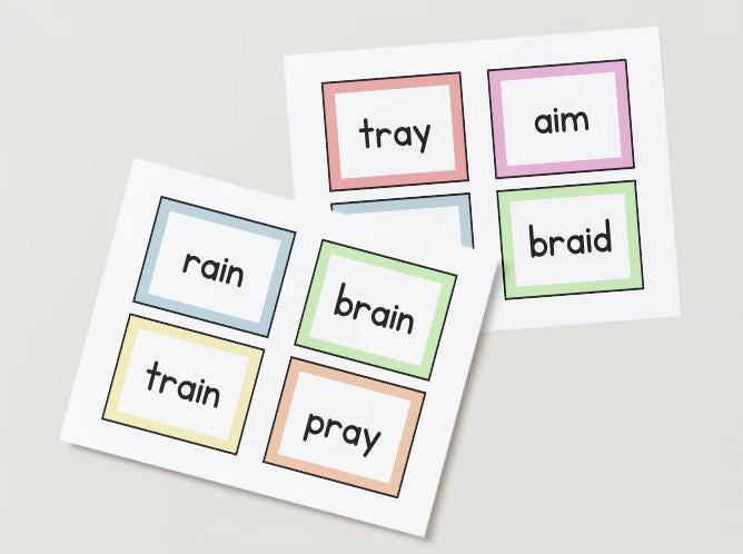 Ai Ay Sight Word Flashcards | Speech Therapy Flashcards Grades K-4 ...