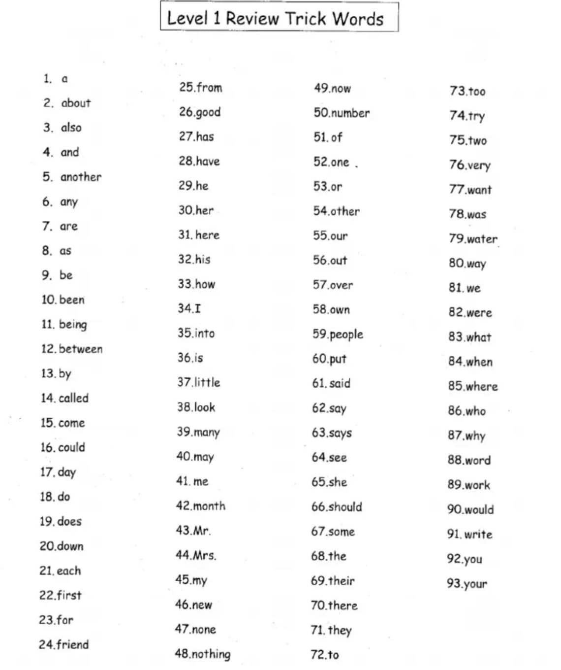 Grade 1 Fundations Trick Sight Words | First Grade Sight Words ...